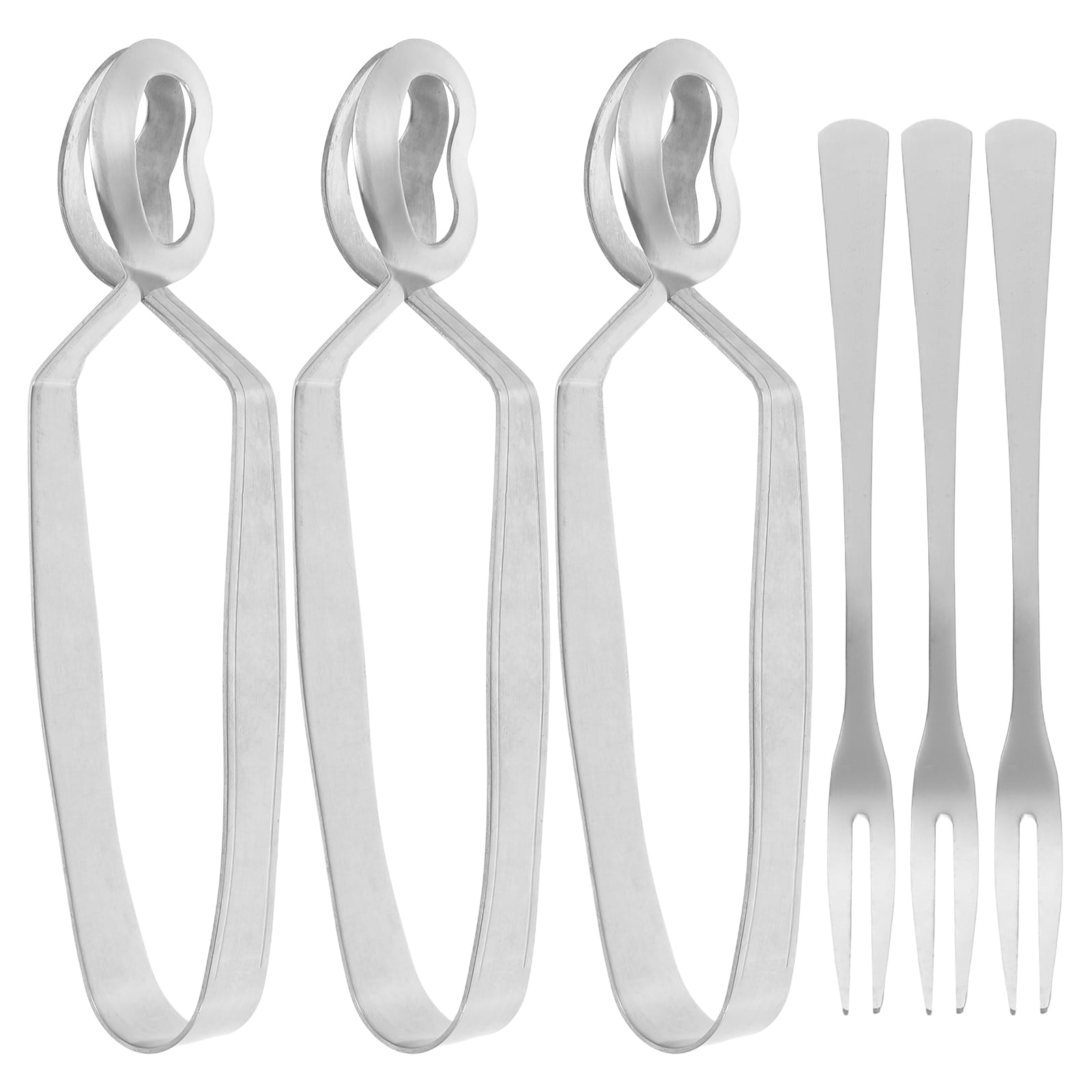 WRISTBIQUE Escargot Tongs And Forks Set Silver 3Sets 6.10X1.10X0.60in 4.84X0.31X0.20in - Walmart.com