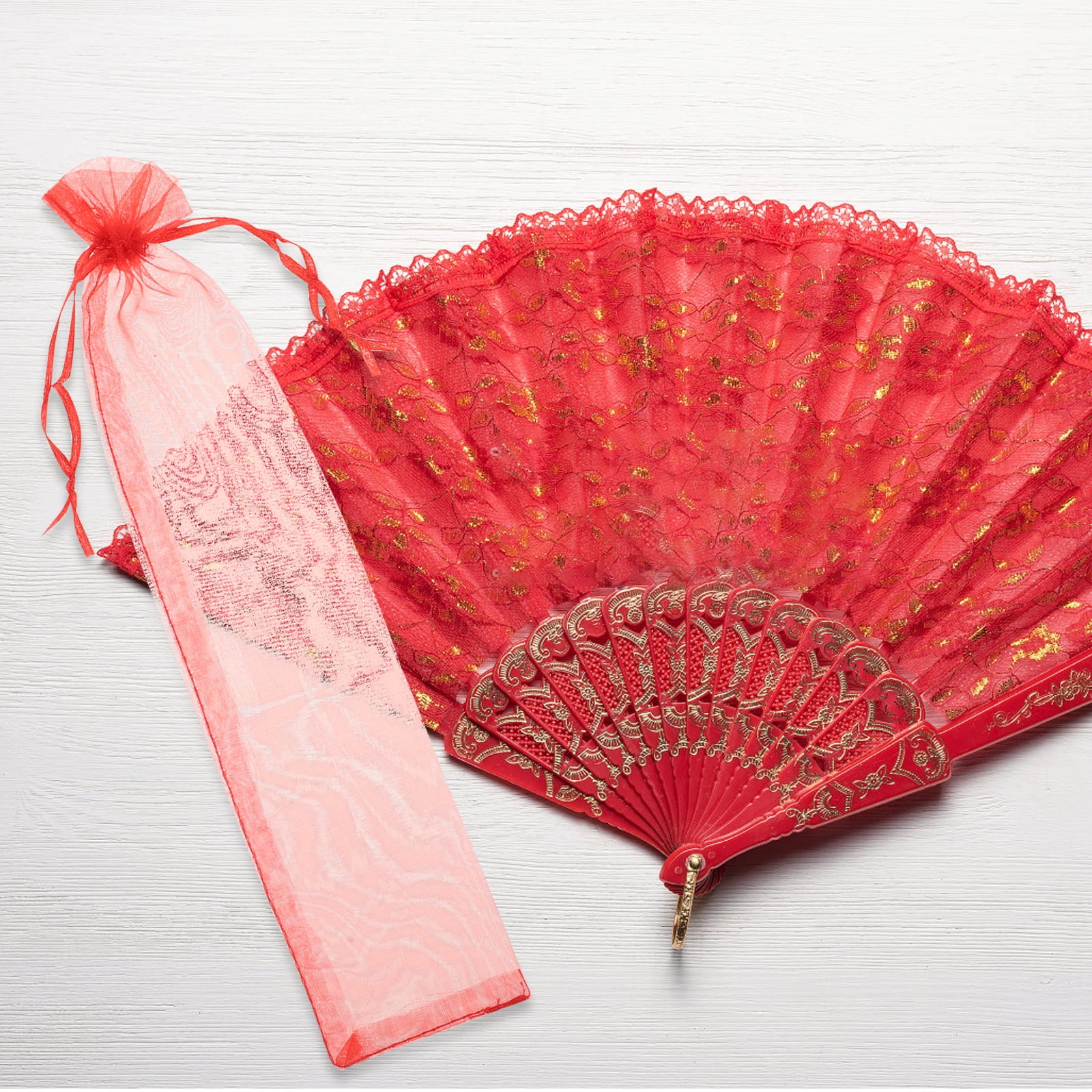 Dytern Wedding 50Pcs Folding Fan Bag Drawstring Fan Bag Folding Fan ...