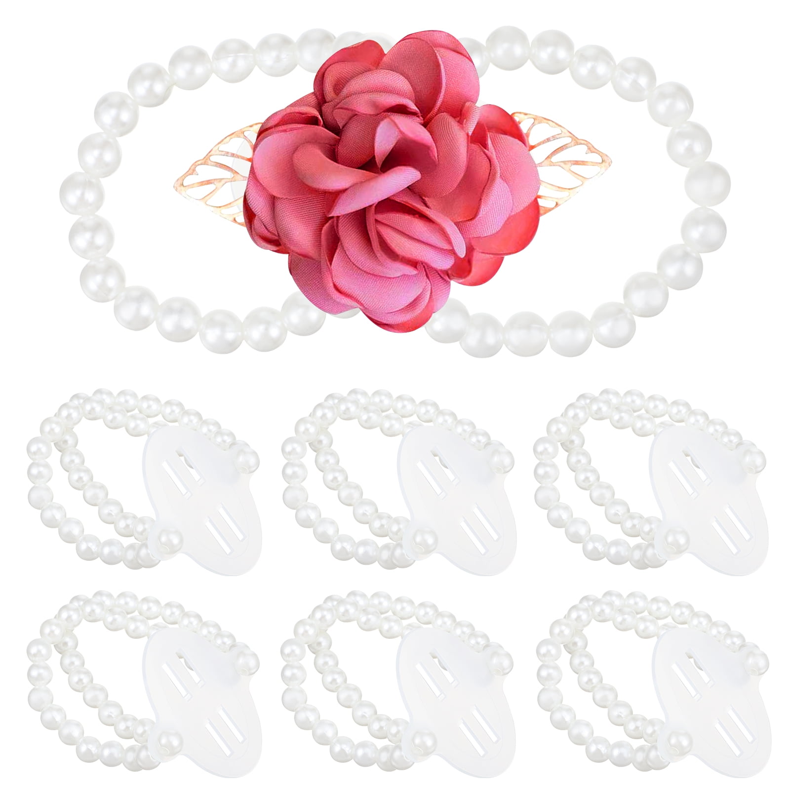 Dytern Wedding 6 Pcs Corsage Wristlet Bands Elastic Plastic Beads Wrist ...