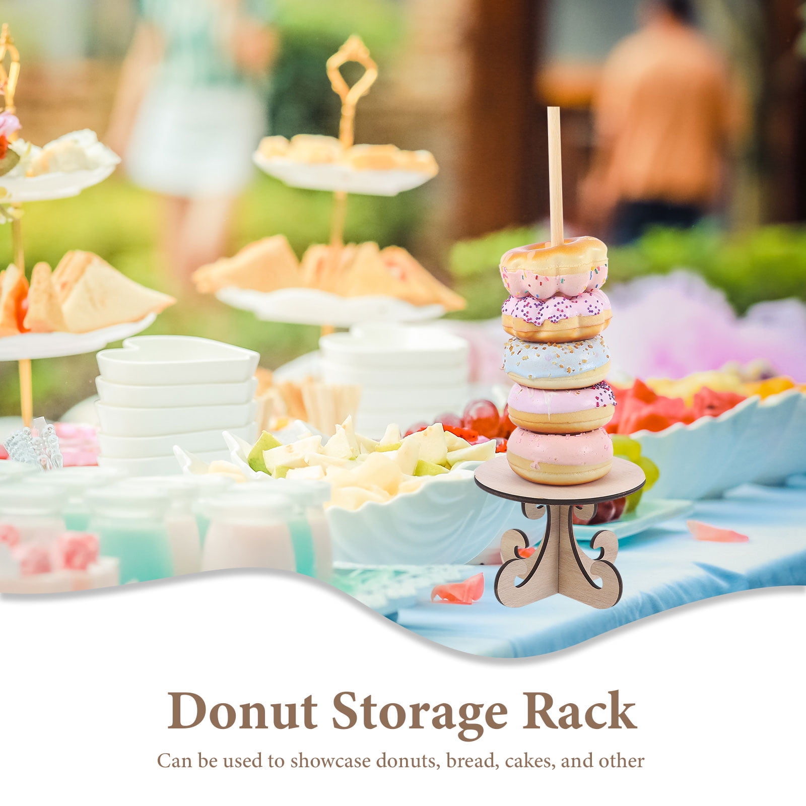 WRISTBIQUE Creative Doughnut Rack Khaki Wooden 1Pcs 11.8X5.1X5.1In ...