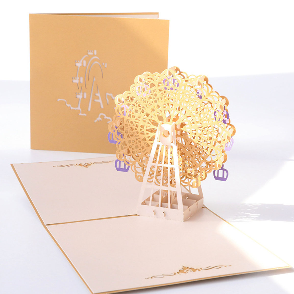 Dyues 3D Greeting Card Pop Up Ferris Wheel Card Invitations Card with ...