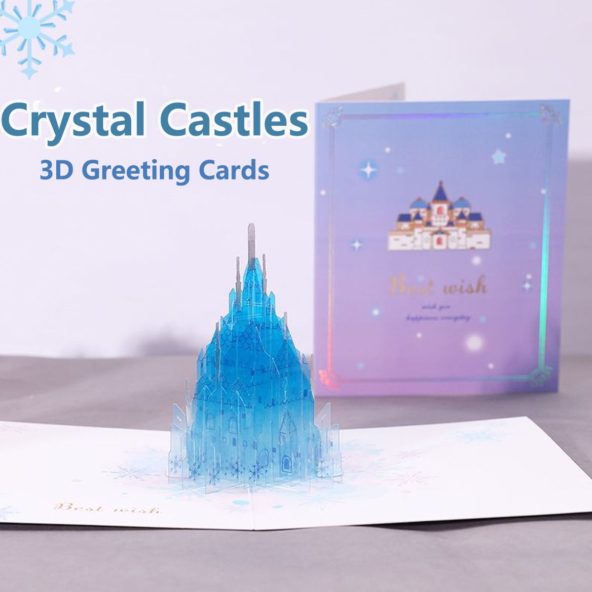 Dyues Crystal Bule Castle Greeting Cards,3D Christmas Pop Up Greeting ...