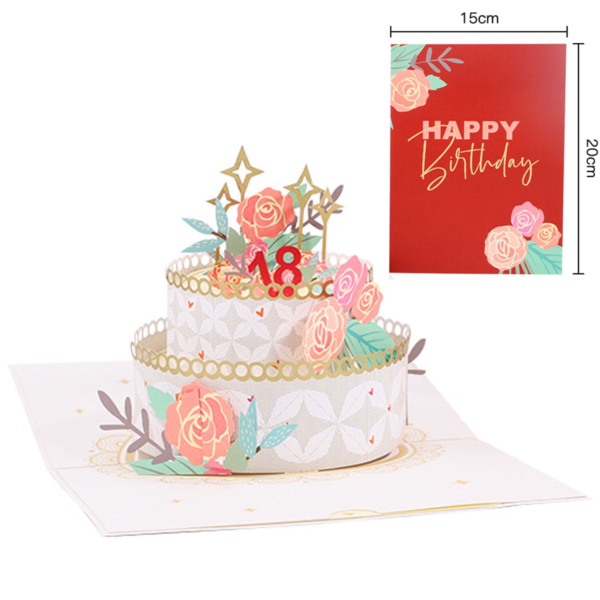Dyues Two-layer/Two-tier cake,3D Greeting Card with Envelope for ...