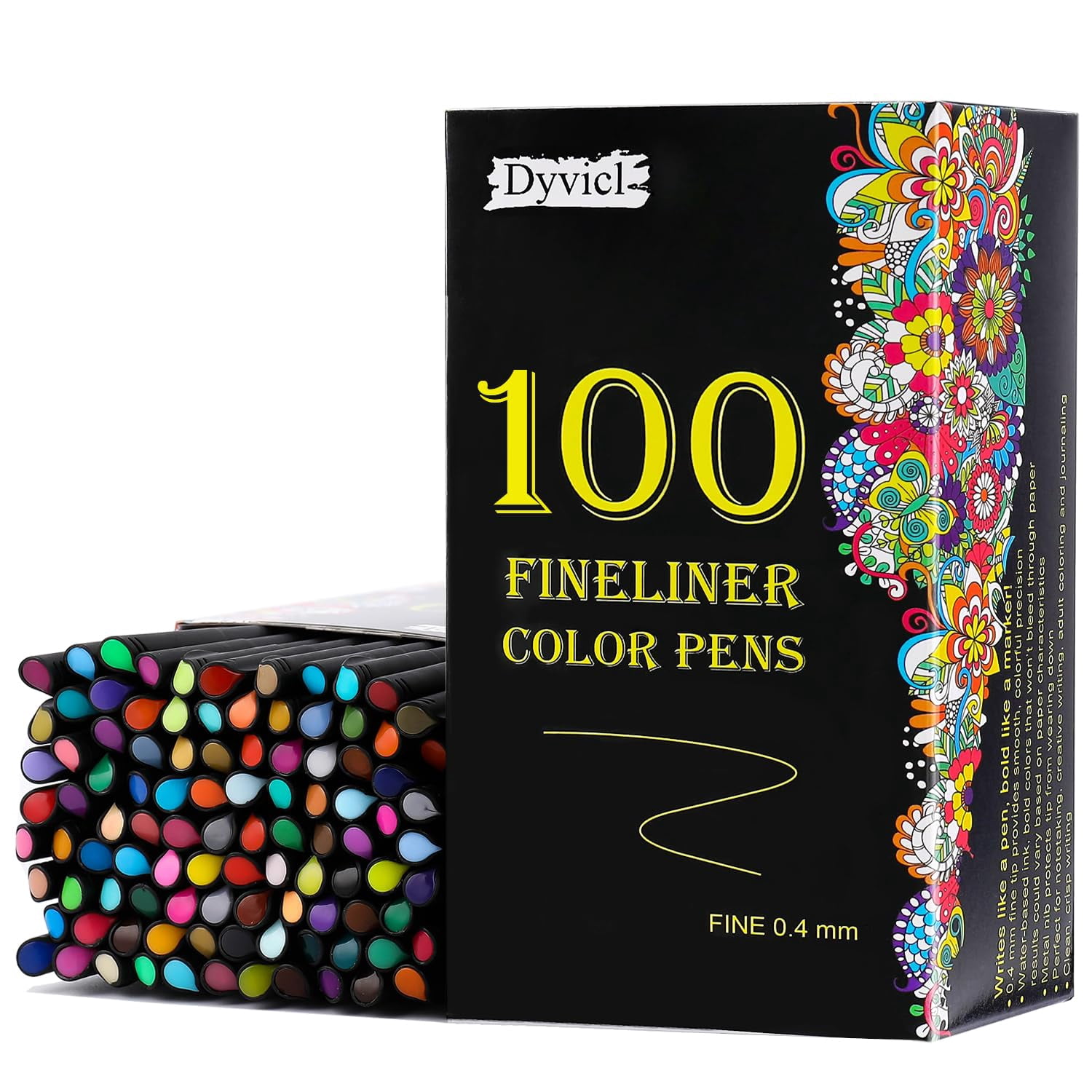 Dyvicl Fineliner Pens Fine Point Pens, 100 Colors 0.4mm Fineliner Color ...