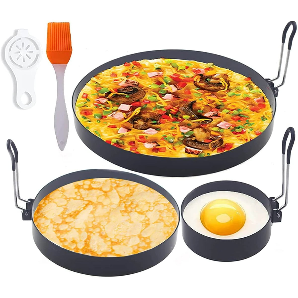 "Dznils 3 Pack Non-Stick Stainless Steel Egg Rings, 8"" Omelette ...