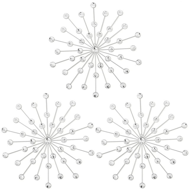Dznils 3Pcs Metal Starburst Rhinestone Wall Decor 14 inches Metal Wall ...