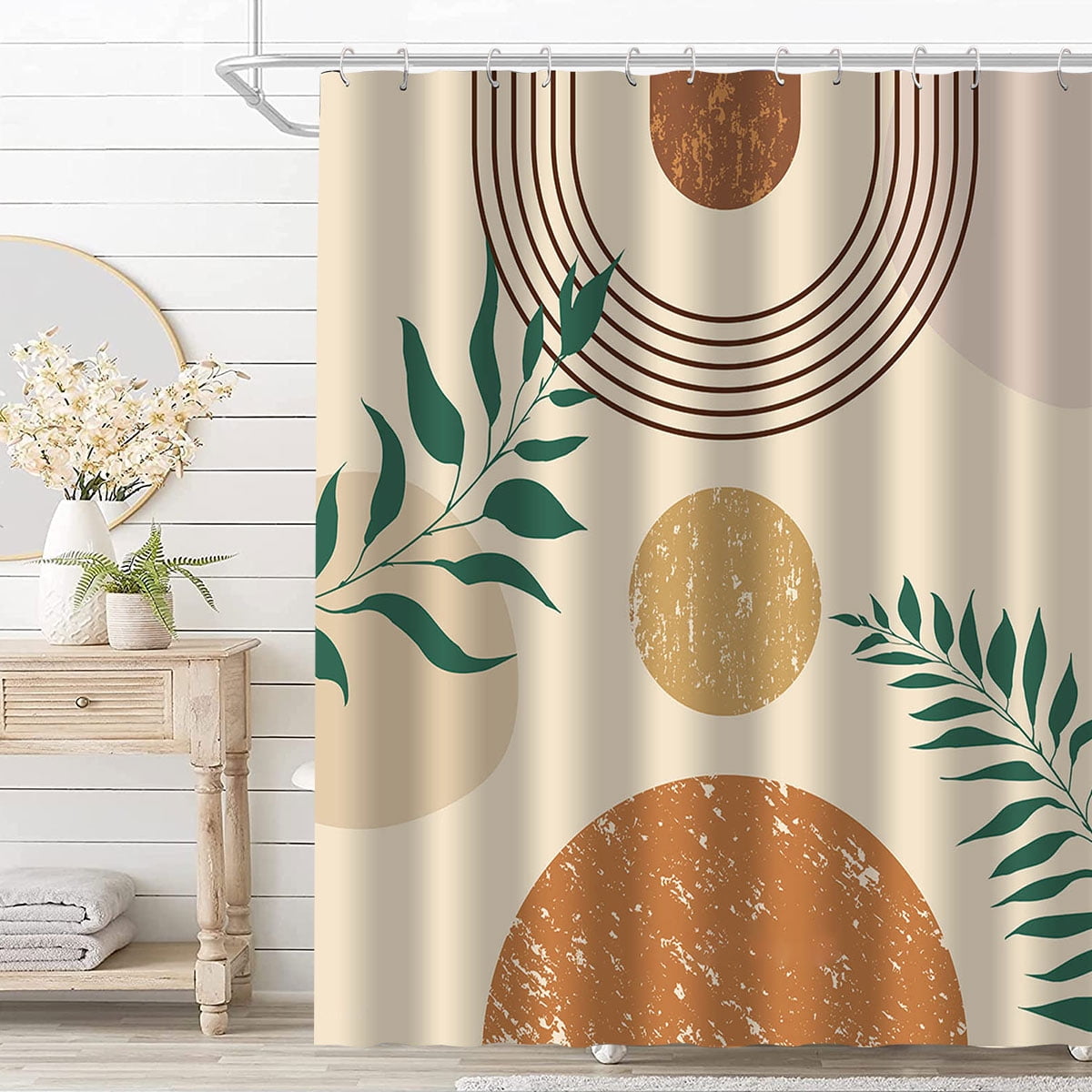Dznils Boho Polyester Shower Curtain Abstract Modern Geometric With 12