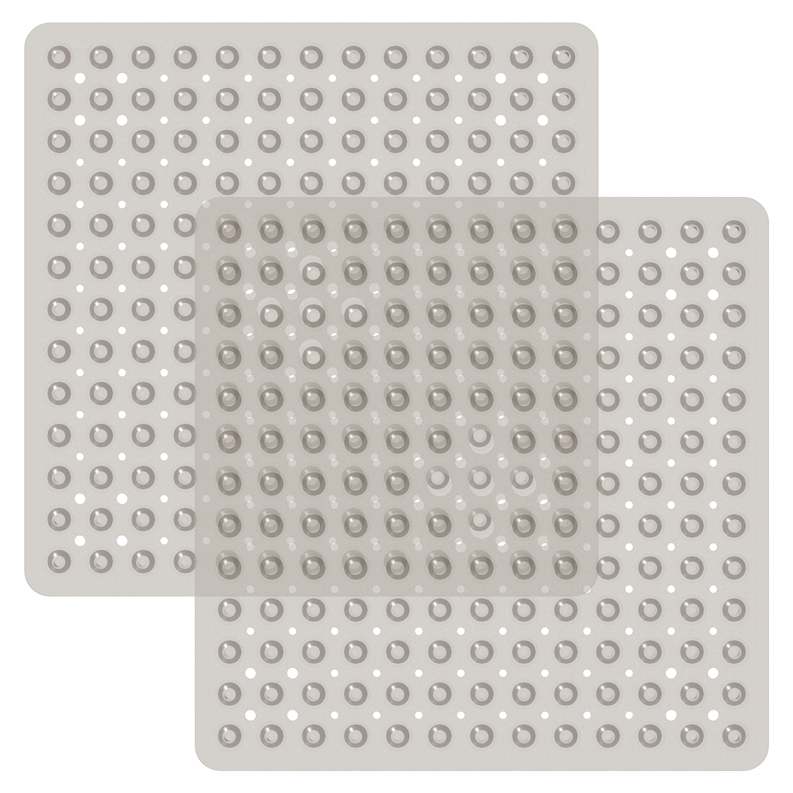 Dznils Gray Square PVC Stall Bathtub Mat for Shower, Suction Cups and ...