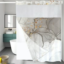 Ikfashoni Hookless Shower Curtain with Snap in Liner and Window Curtain, Teal Floral Waterproof ...