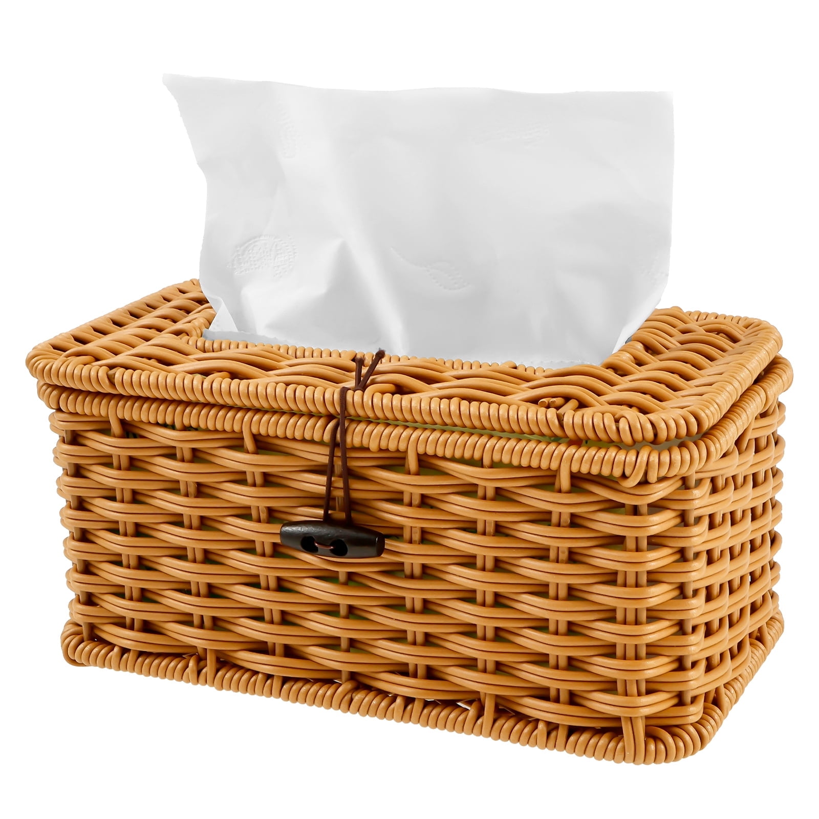 Dznils Rattan Wicker Tissue Box Cover with Flip-Open Top, rectangle ...