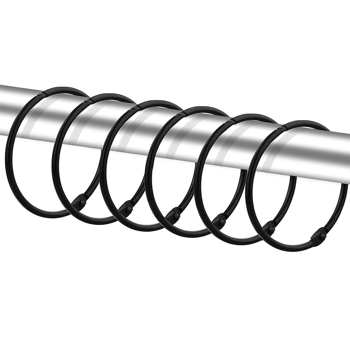 Dznils Rustproof Round Metal Shower Curtain Hooks Rings, Black, Set of ...