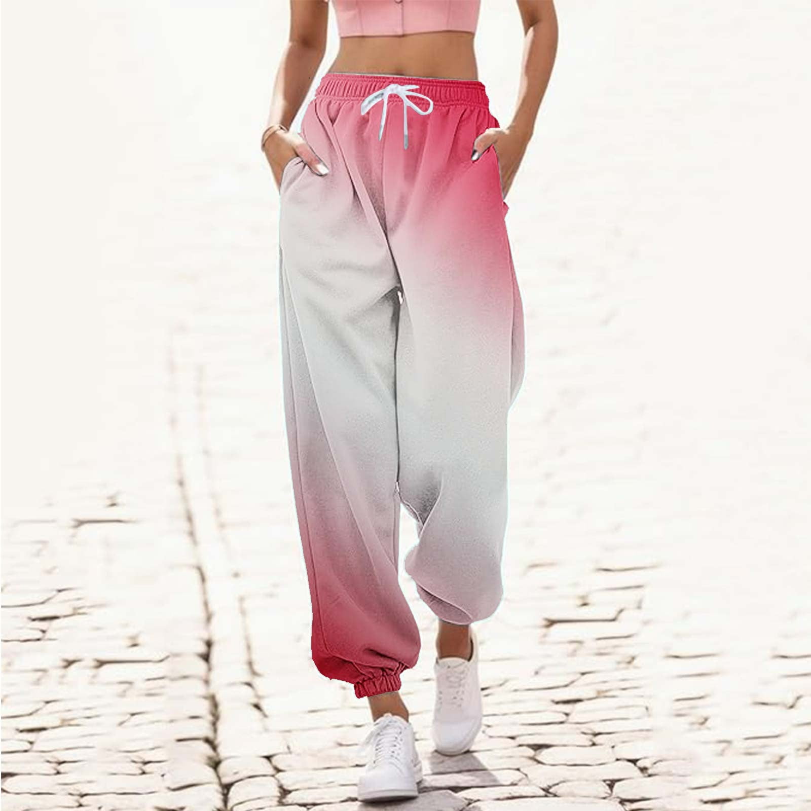 Dzwdwz Sweat Pants For Womens Loose Fashion Casual Printed Pocket ...