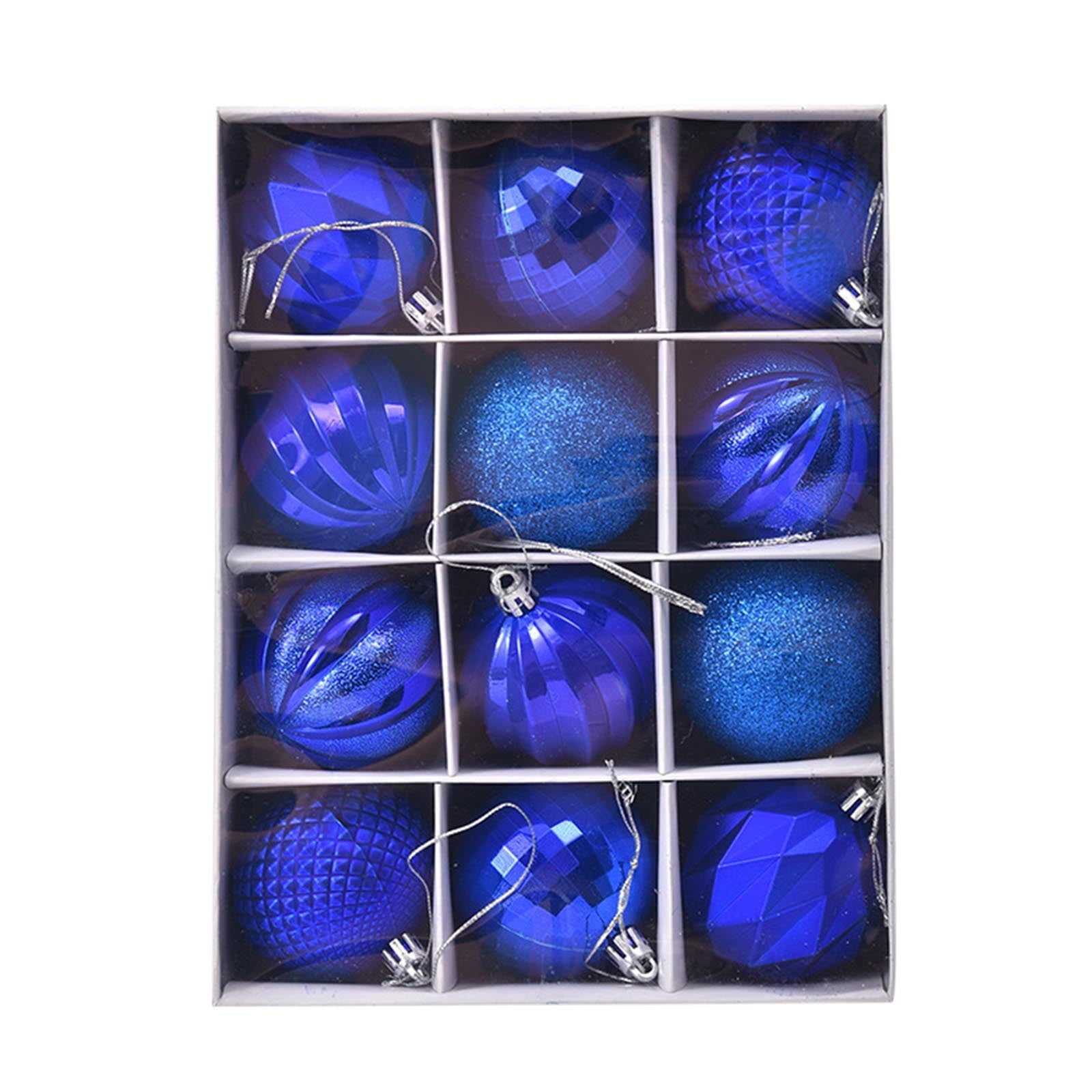 E 12Pcs Christmas Glitter Baubles Set - Shatterproof Ornaments For Xmas ...