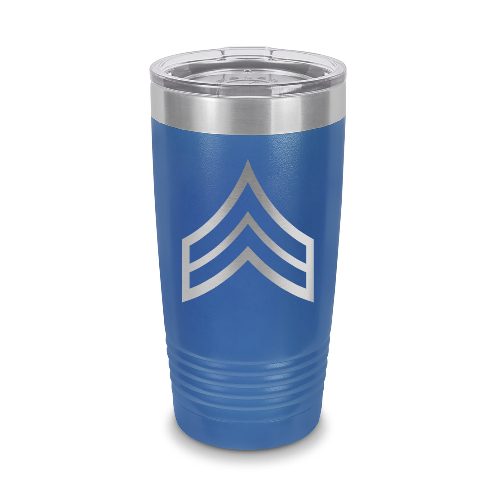 E-4 Corporal Rank Tumbler 20 oz - Laser Engraved w/ Clear Lid ...