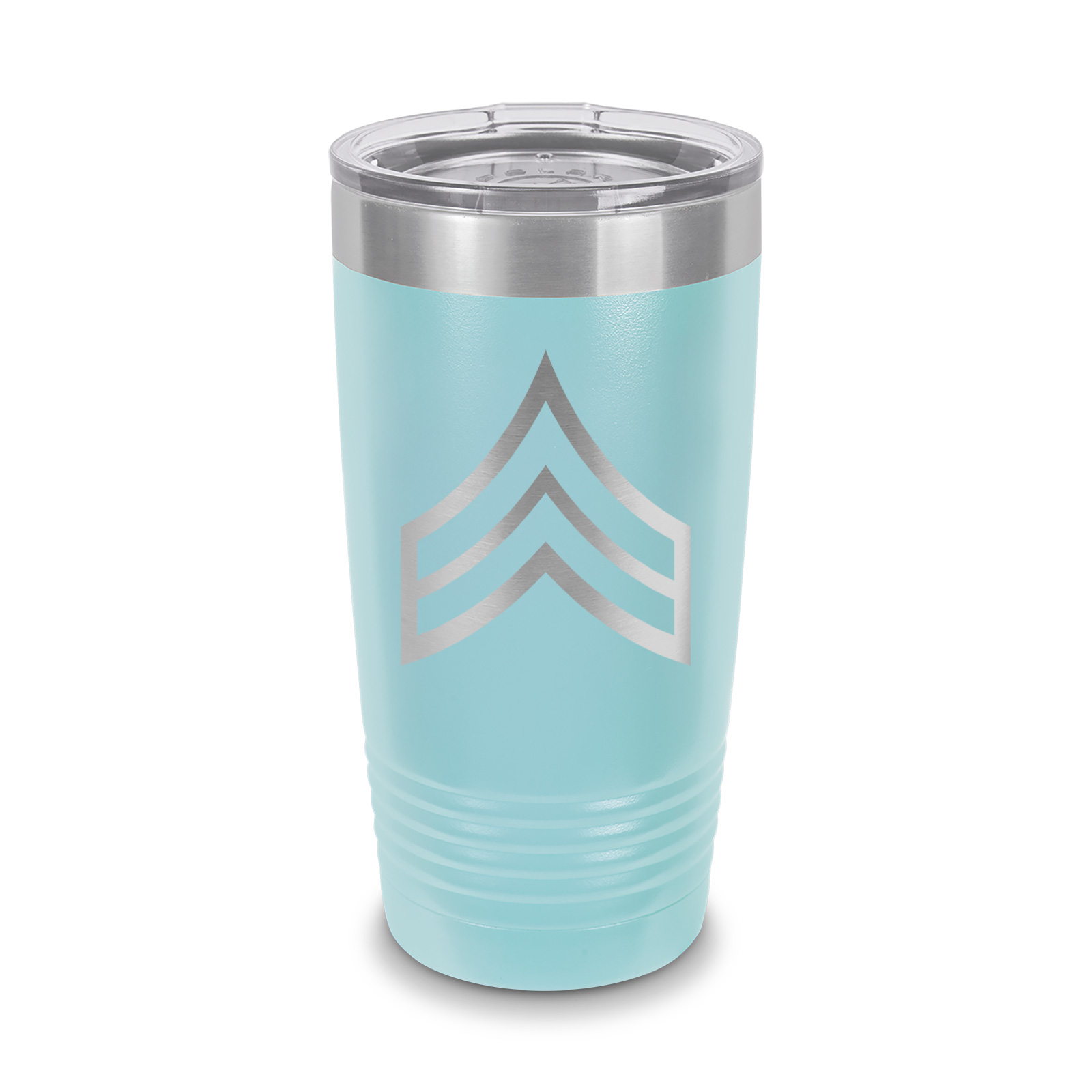E-4 Corporal Rank Tumbler 20 oz - Laser Engraved w/ Clear Lid ...