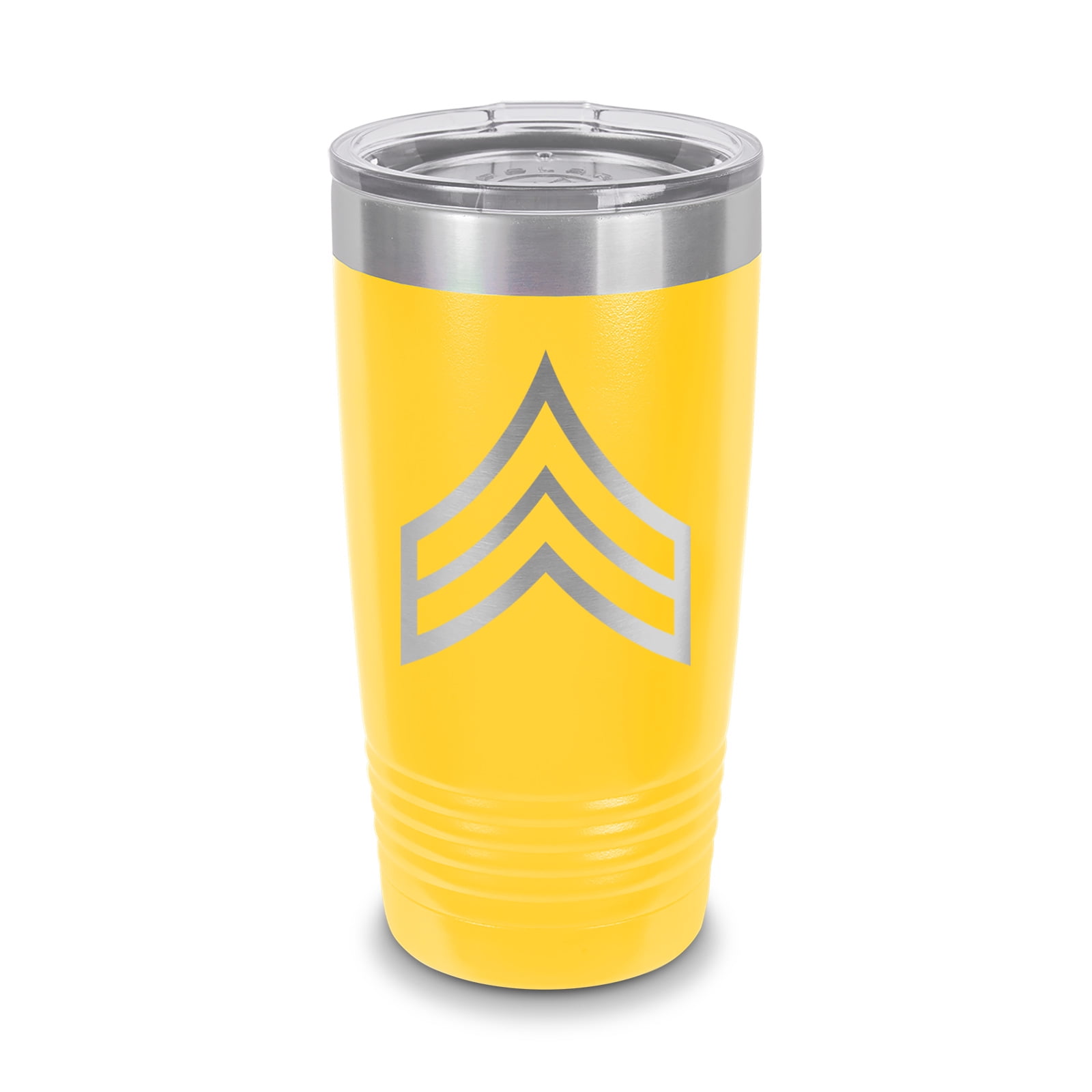 E-4 Corporal Rank Tumbler 20 oz - Laser Engraved w/ Clear Lid ...