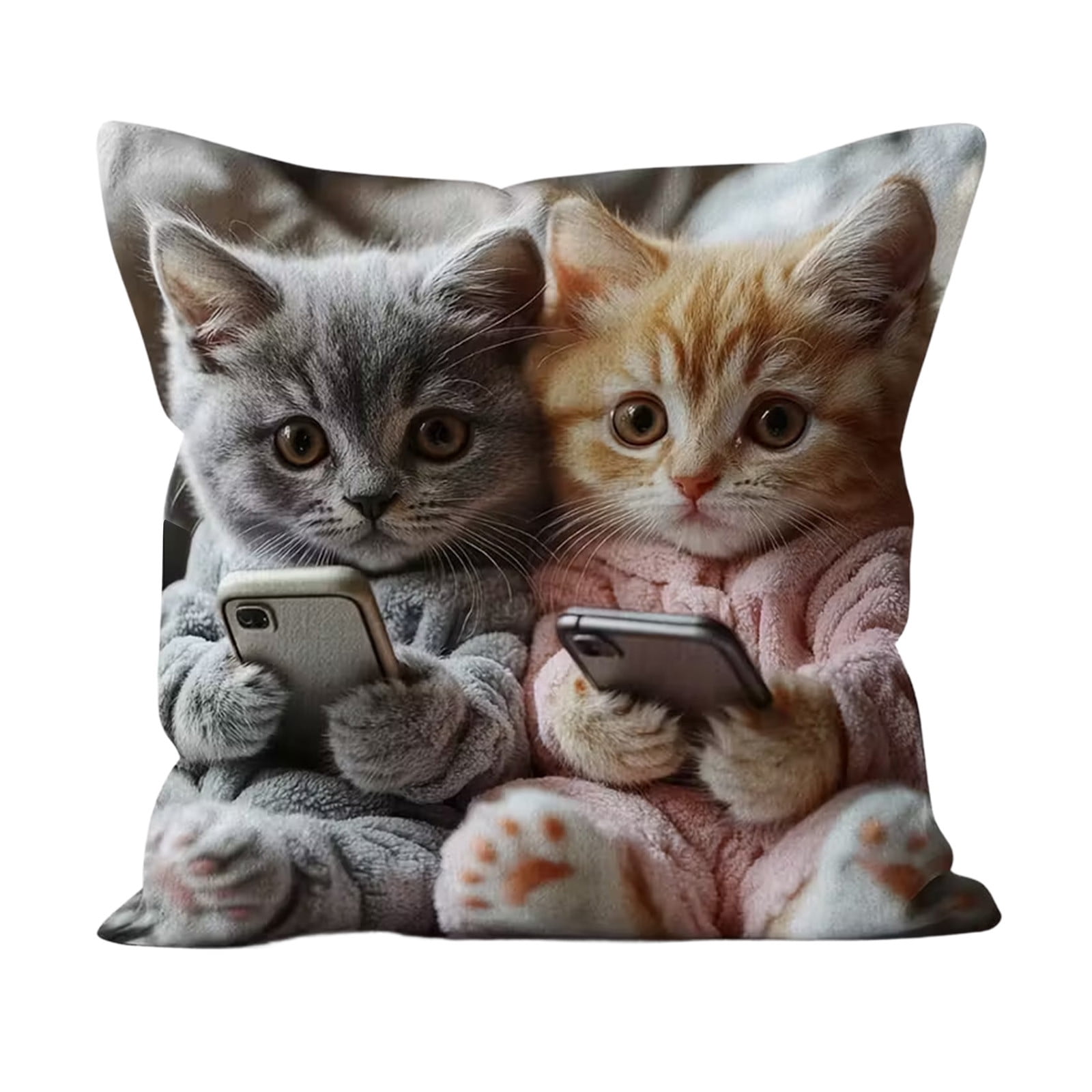 E 45X45Cm Animal Series Faux Embroidery Pillow Cover, Cute Cat Dog Deer ...