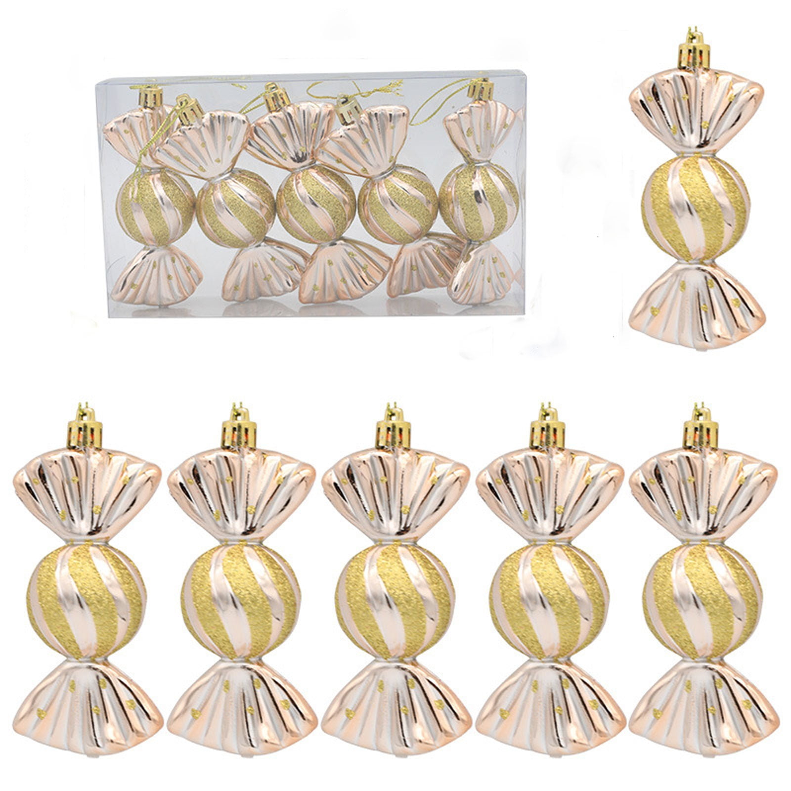 E 5-Pack Chrome Christmas Candy Ornaments, Plastic Gift Box Tree Decor ...