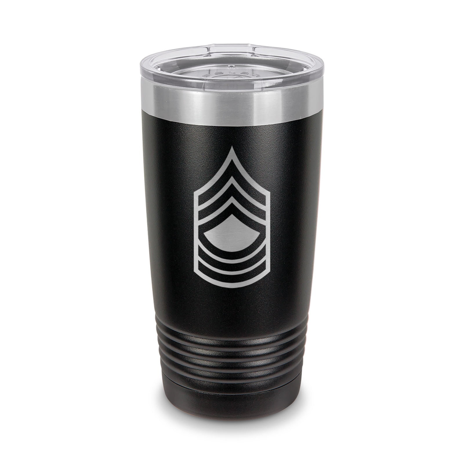 E-8 Master Sergeant Rank Tumbler 20 oz - Laser Engraved w/ Clear Lid ...
