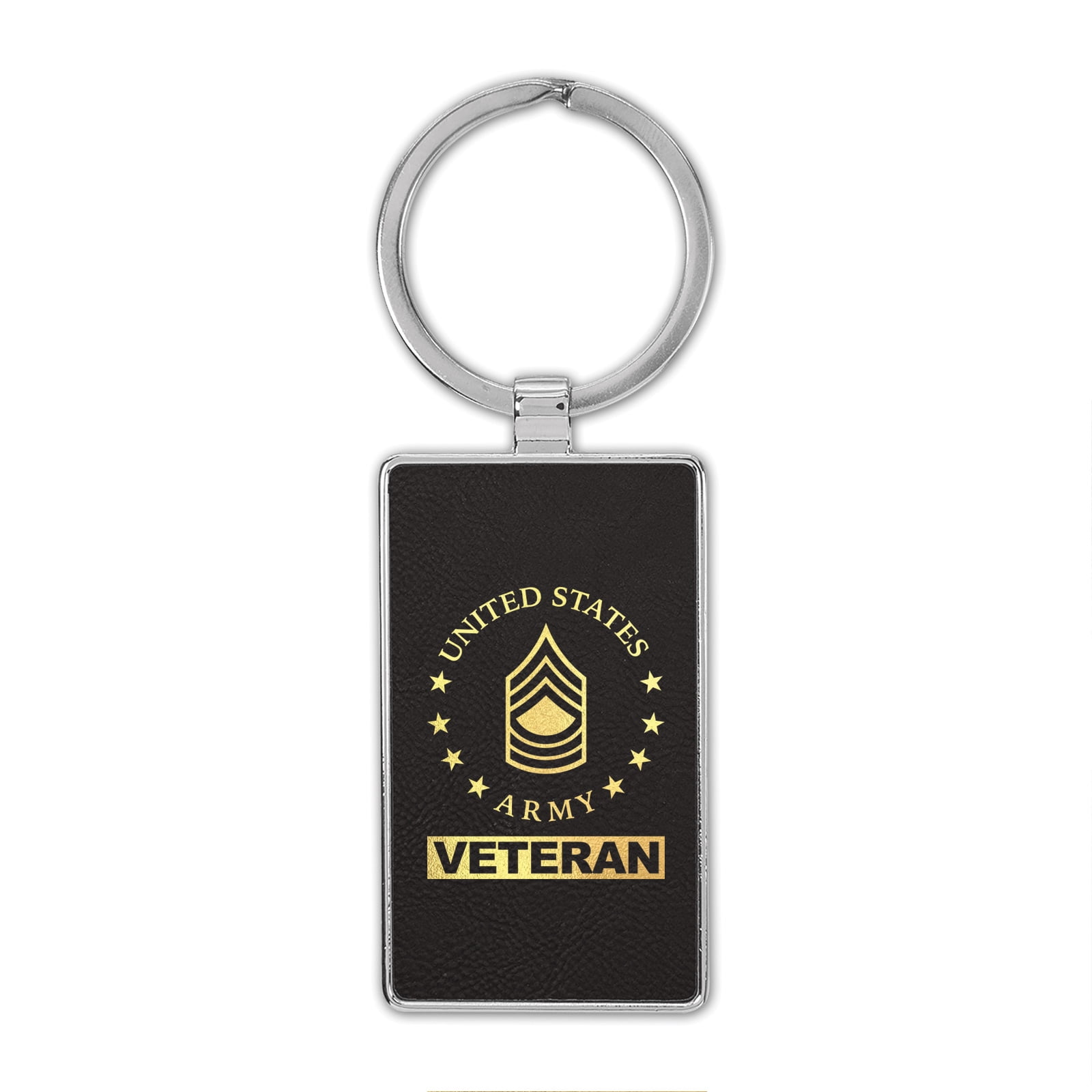 E-8 Master Sergeant Veteran US Army Rank Premium Leatherette Keychain msg or-8 e8 - Black/Gold ...
