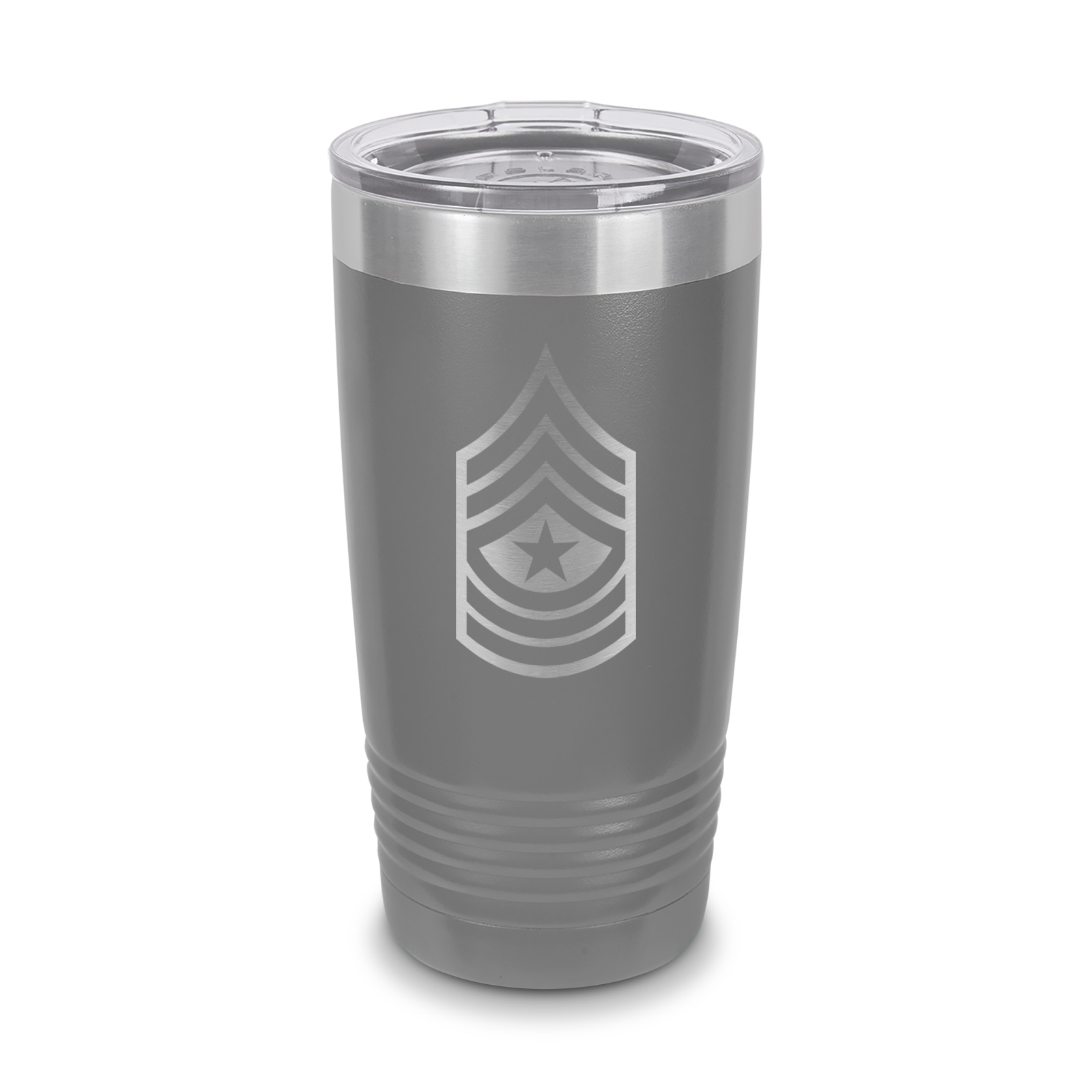 E-9 Sergeant Major Rank Tumbler 20 oz - Laser Engraved w/ Clear Lid - Stainless Steel - Vacuum ...