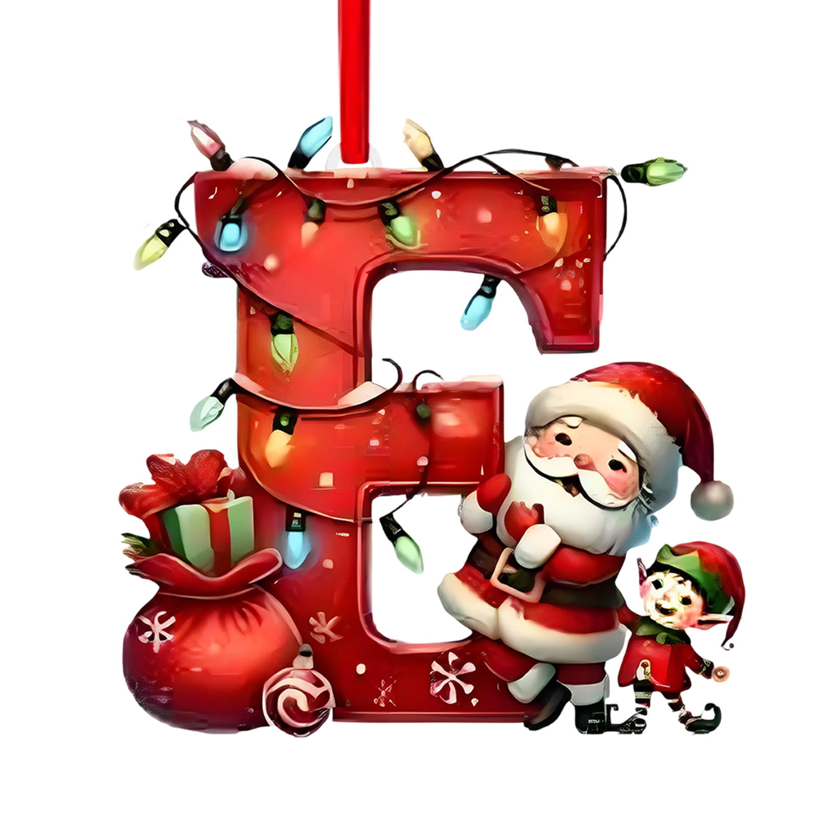 E Acrylic Christmas Tree Letter Ornament Pendant For Party Decor 3.15 ...