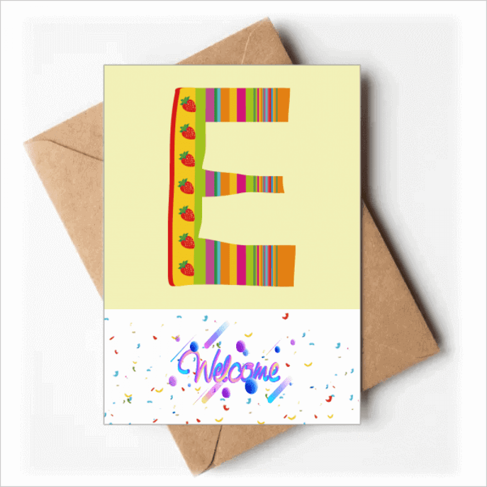 E Alphabet Strawberry Fruit Cute Pattern Welcome Back Greeting Cards ...