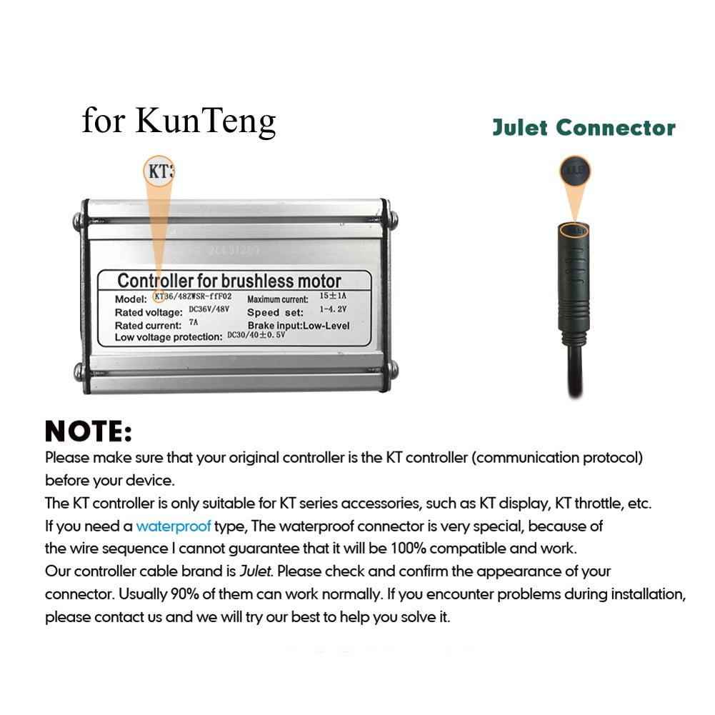E-Bike Motor Brushless Controller for KT 250-750W DC 36V/48V for KT-15A ...