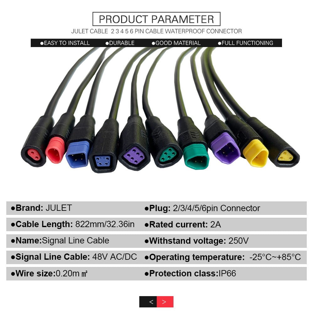 E-Bike Shaped Signal Connector 2/3/4/5/6 Pin Cable Waterproof Julet ...