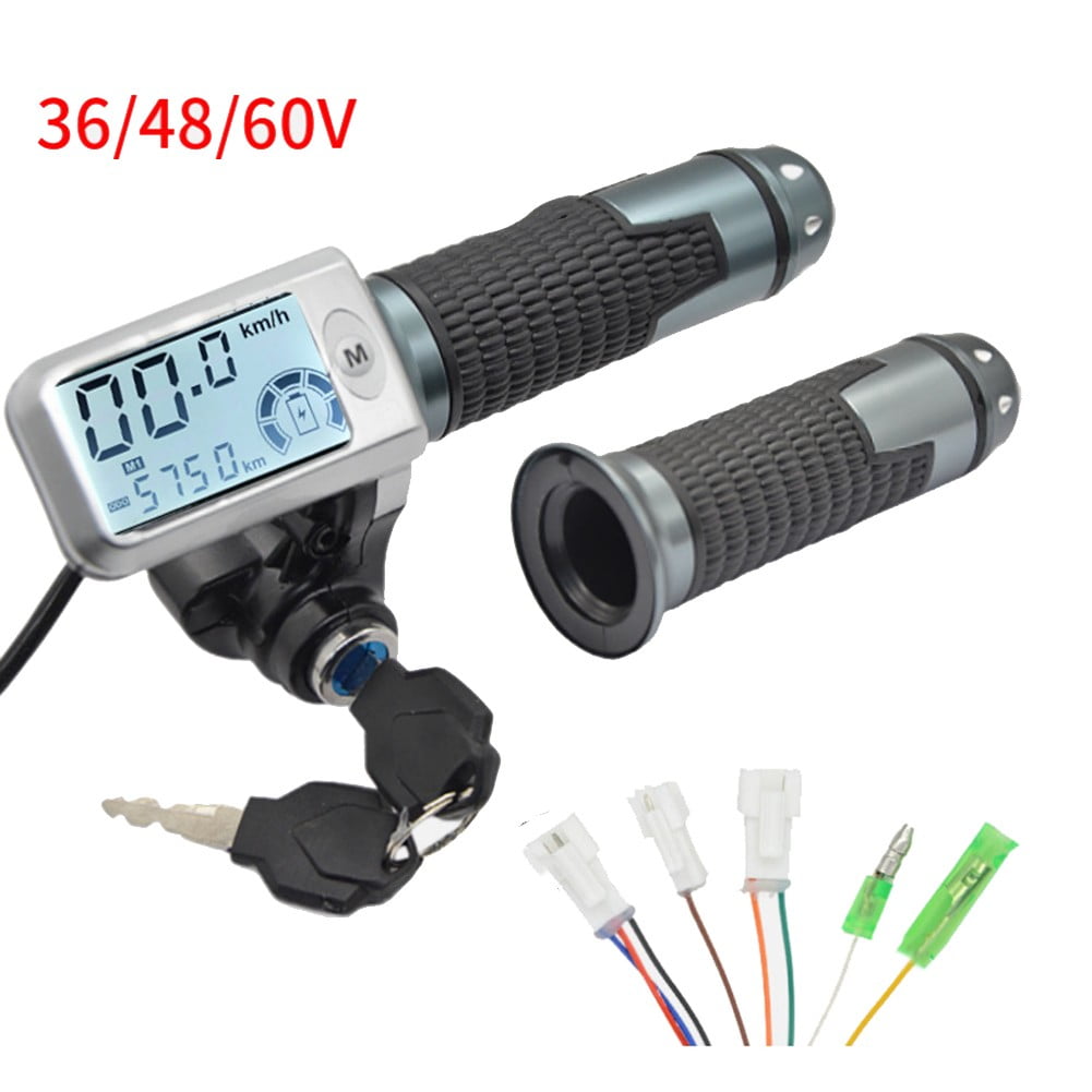 E-Bike Throttle Grip Electric Scooter Electric Vehicle Throttle Display 36-60V Silver with Keys ...