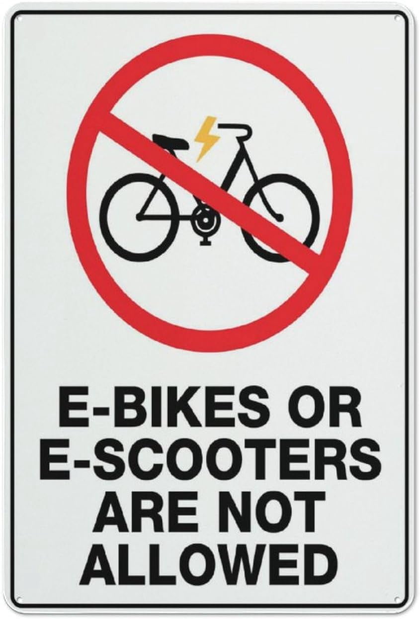 E-Bikes Or E-Scooters Are Not Allowed Sign Warning Sticker-Security ...