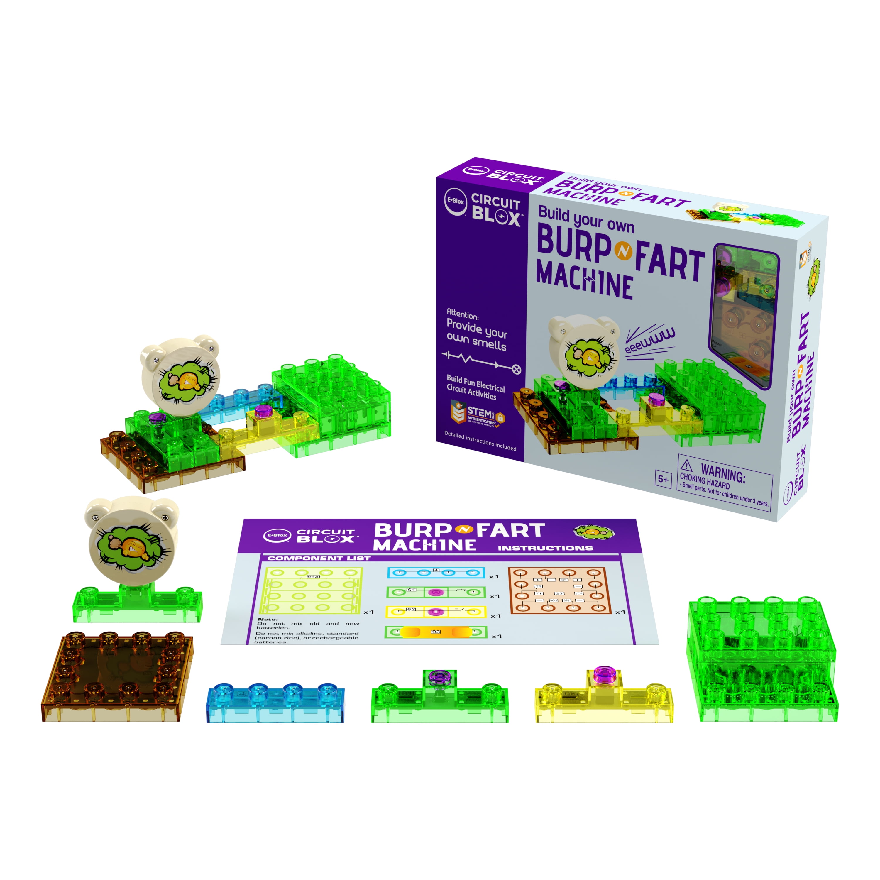 E-Blox Building Blocks STEM Circuit Kit, Build Your Own Burp & Fart ...