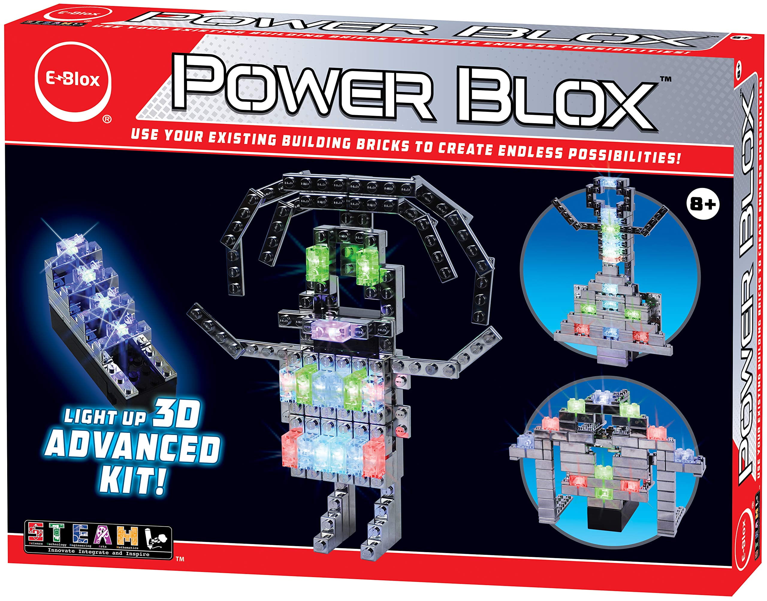 E-Blox Power Blox Builder - Advanced Kit 3D LED Light-Up Building ...