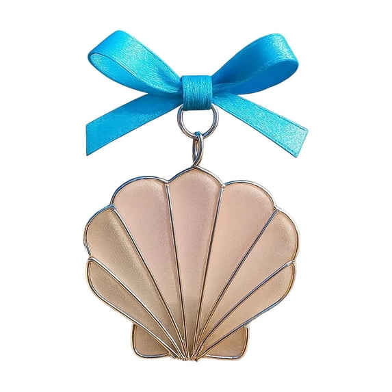 E Bow Ribbon Sea Glass Pendant Ornament, Coastal Beach Themed Hanging ...