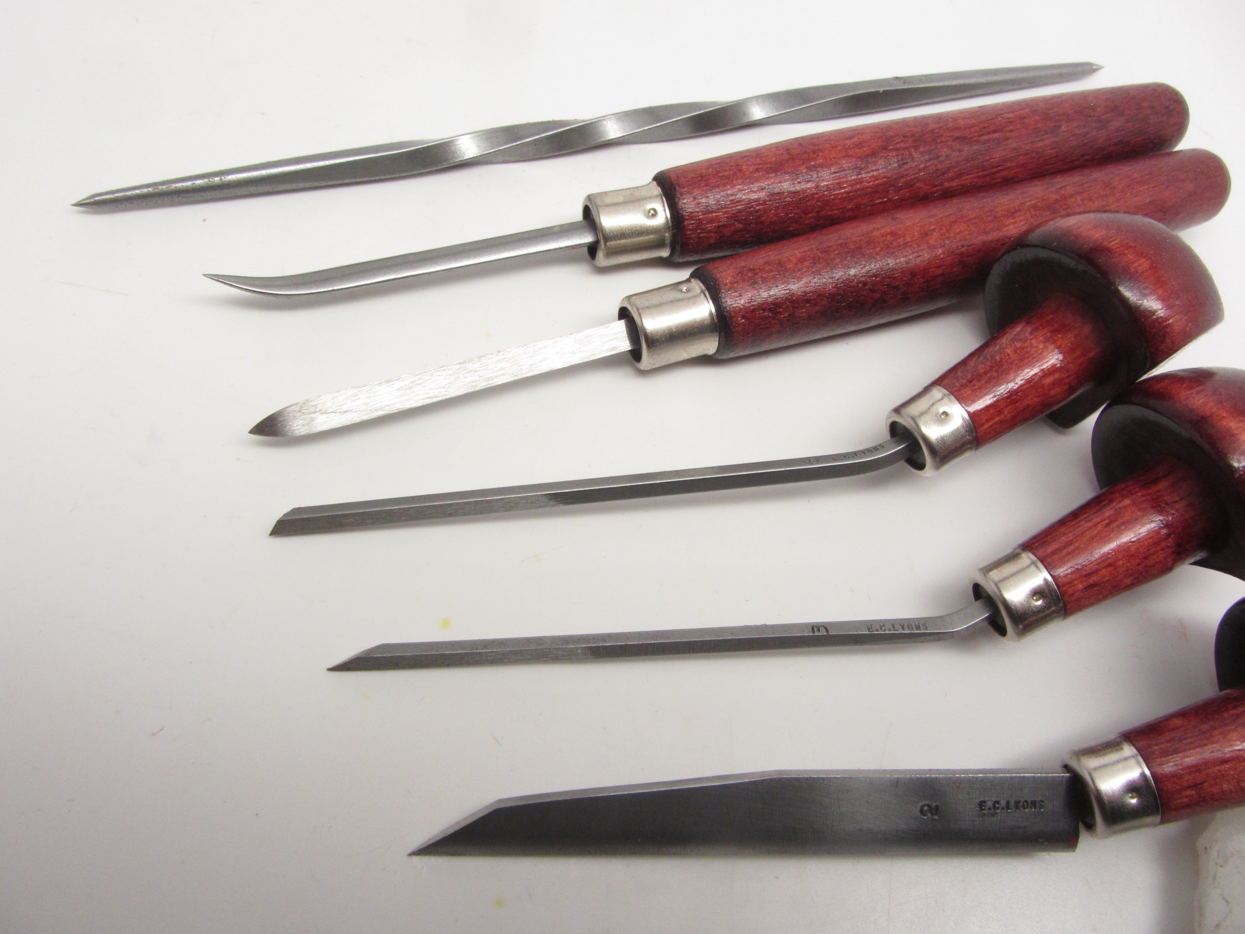 E C Lyons Intaglio Set B (6 Tools) Etching Burnisher Twisted Scriber ...