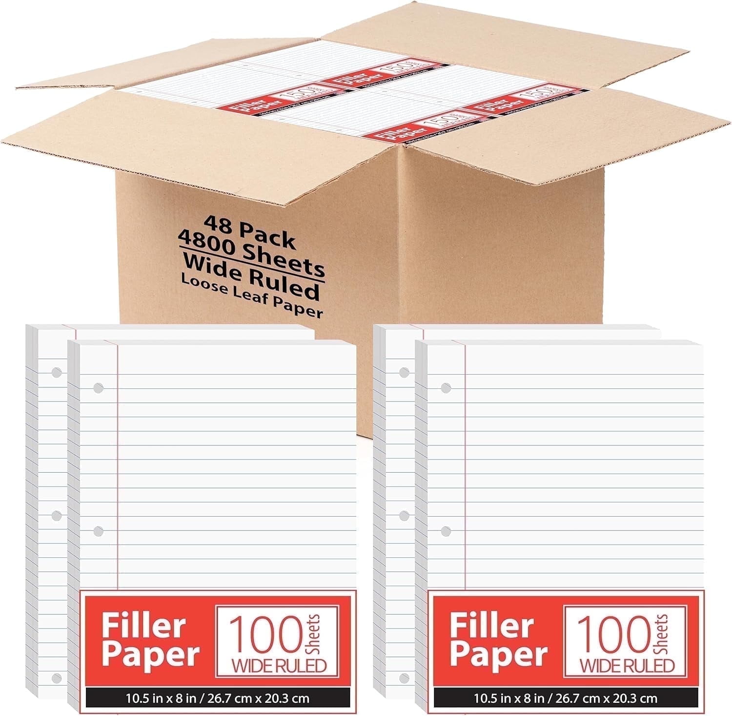 E-CLIPS USA 100 Sheet Wide Ruled Notebook Paper Loose Leaf Filler 3 ...
