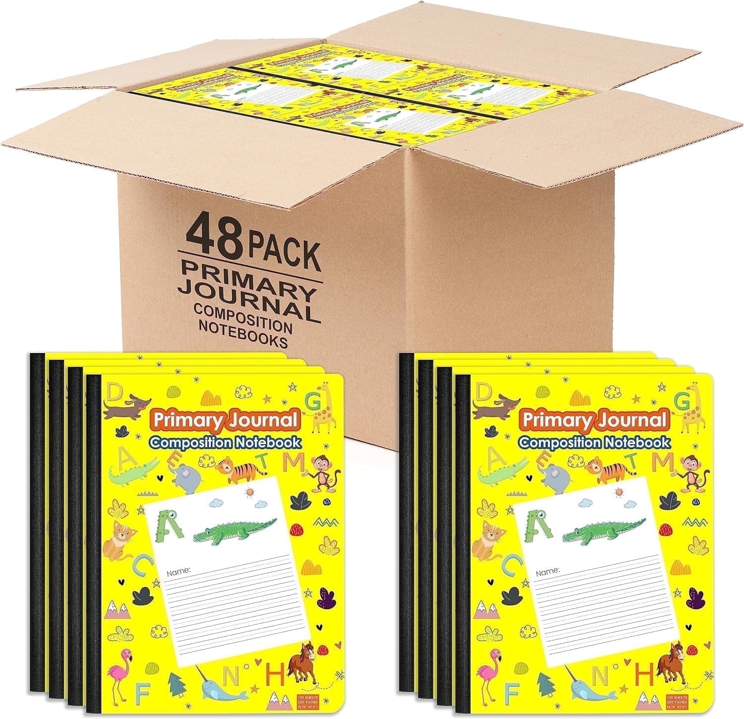 E-CLIPS USA 200-Page Composition Notebook, Animal-Themed Journal ...