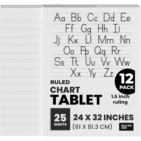 E-CLIPS USA Chart Paper For Teachers Chart Tablet Lined Chart Paper For ...
