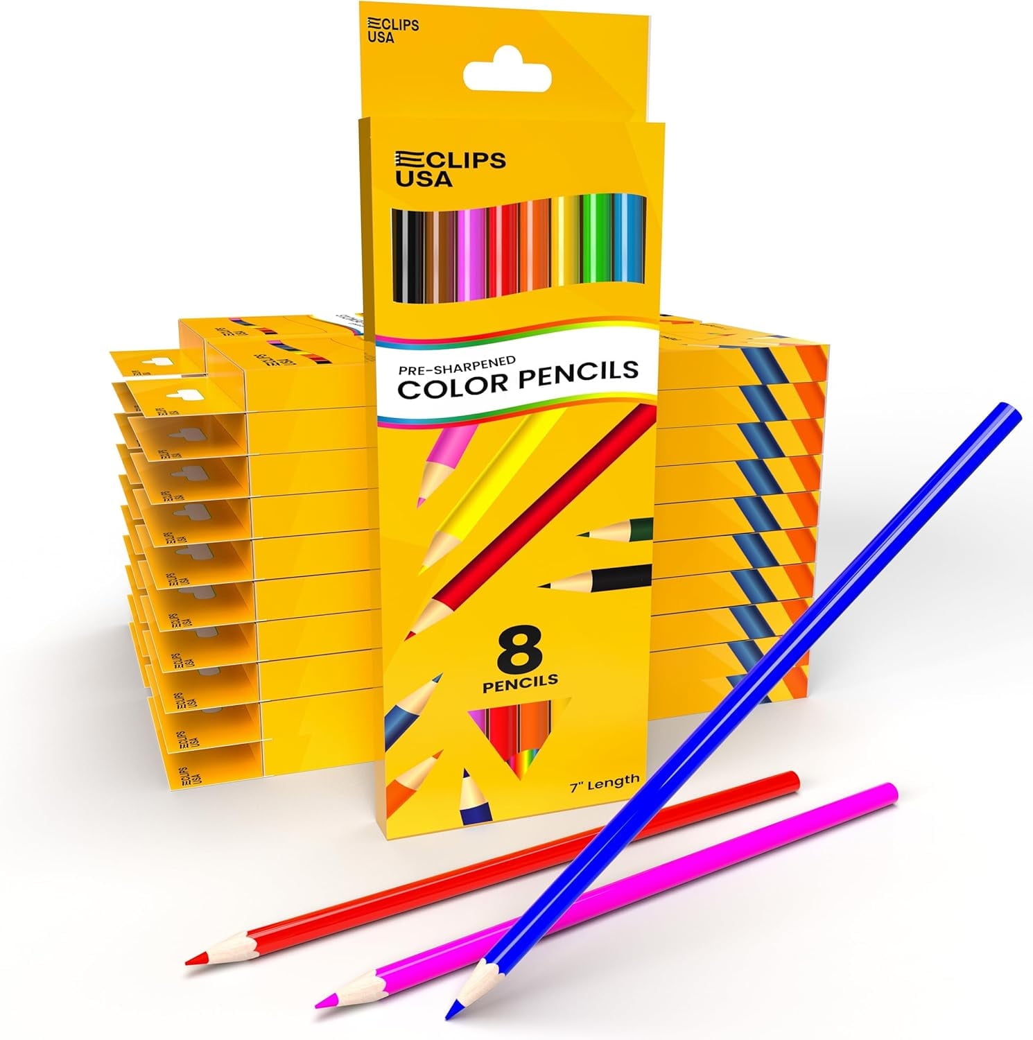 E-Clips USA Pre-Sharpened Colored Pencils, Bulk Color Pencil Set, 8-pc ...