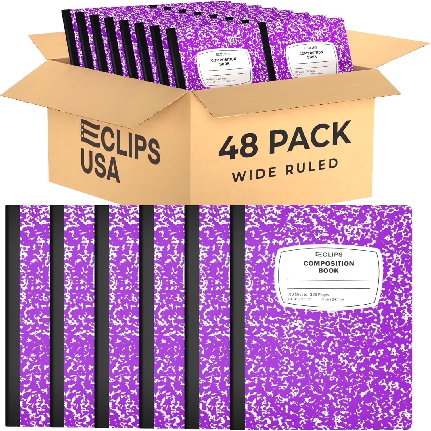 E-Clips USA 100-Sheet Wide-Ruled Hard Cover Composition Notebooks ...