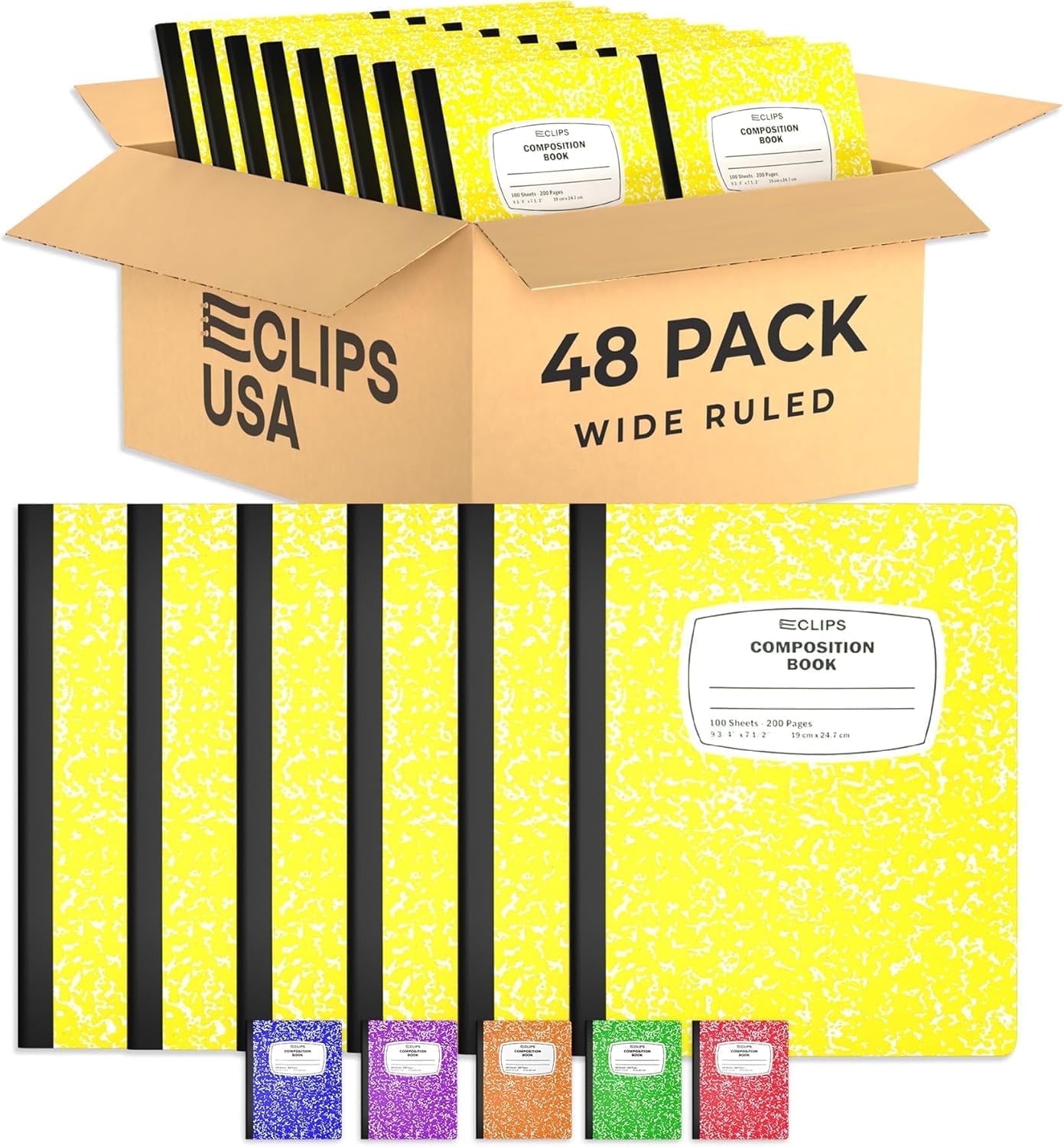 E-Clips USA 100-Sheet Wide-Ruled Hard Cover Composition Notebooks ...