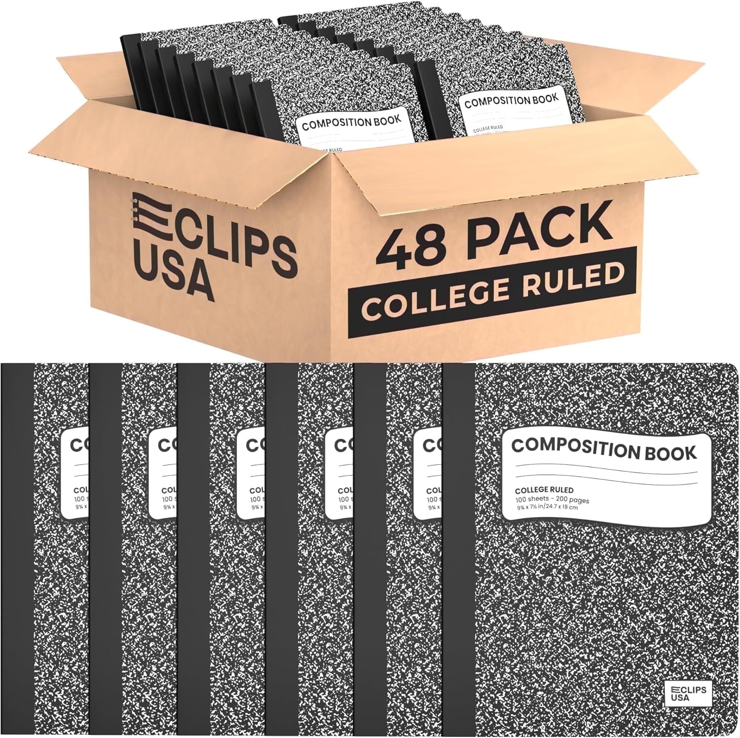 E-Clips USA 100-Sheet College-Ruled Hard Cover Composition Notebooks ...