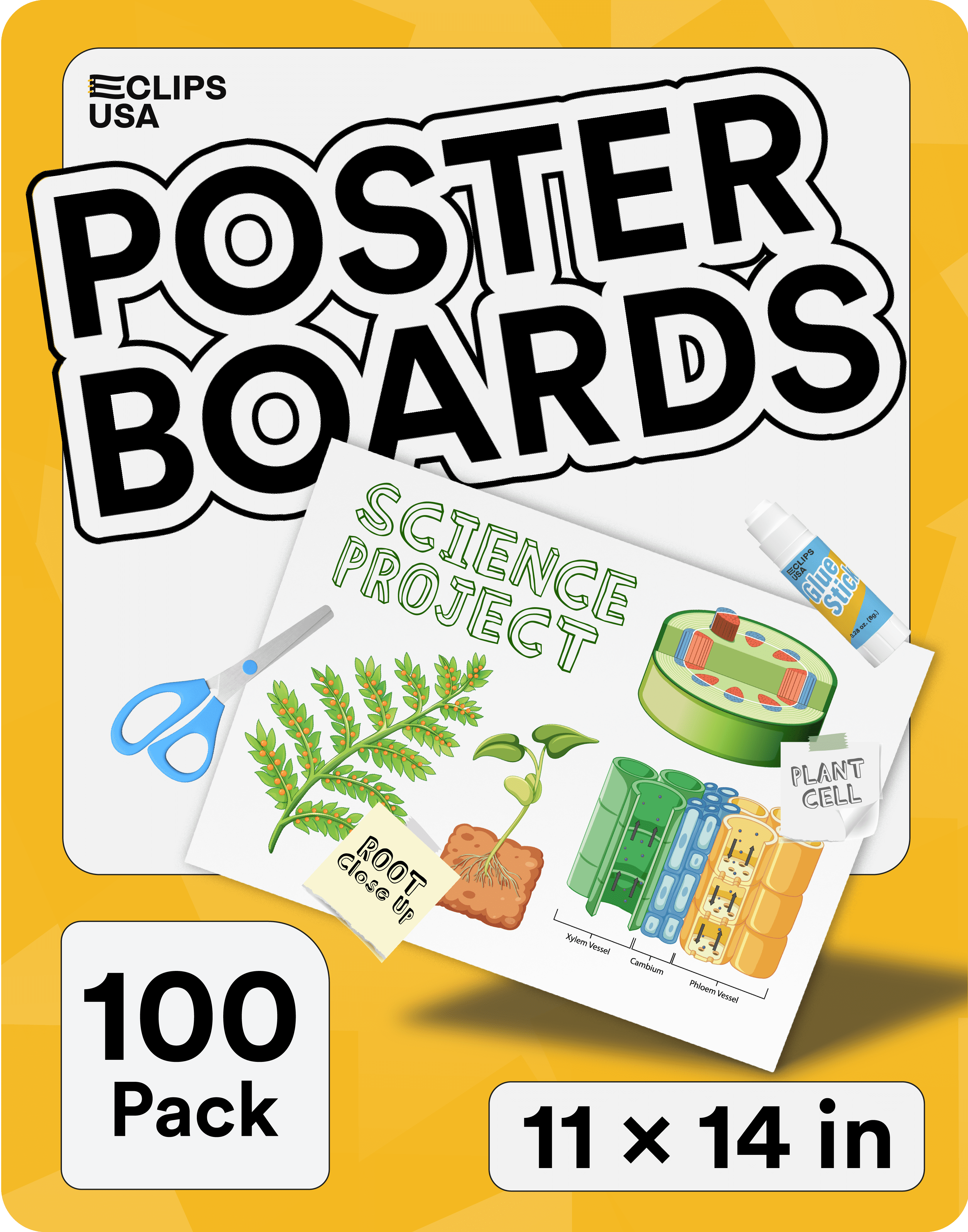 E-CLIPS USA White Poster Board 11”x14” Poster Board for Presentations ...