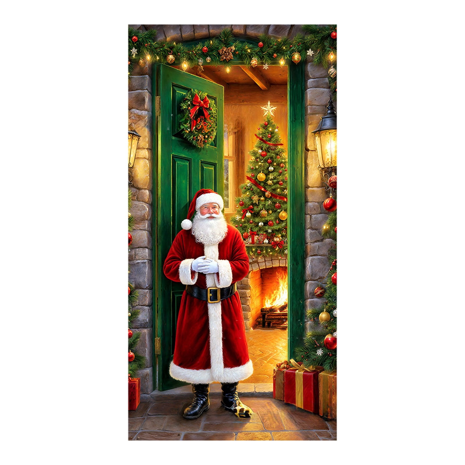 E Christmas Door Cover 35X72 Inch Santa Claus Design Holiday Door ...