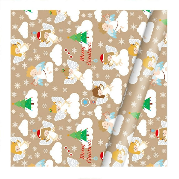 E Christmas Gift Wrapping Paper Kraft Paper Vintage Floral Pattern For ...