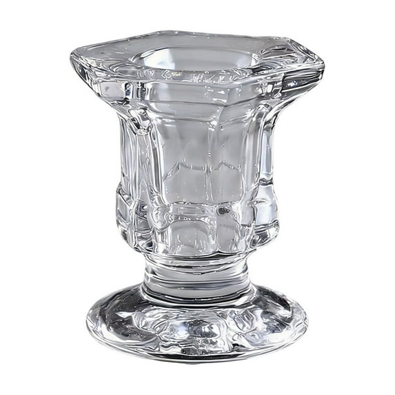 E Clear Glass Candlestick Holder With Hexagon Crystal Decorative Candle ...
