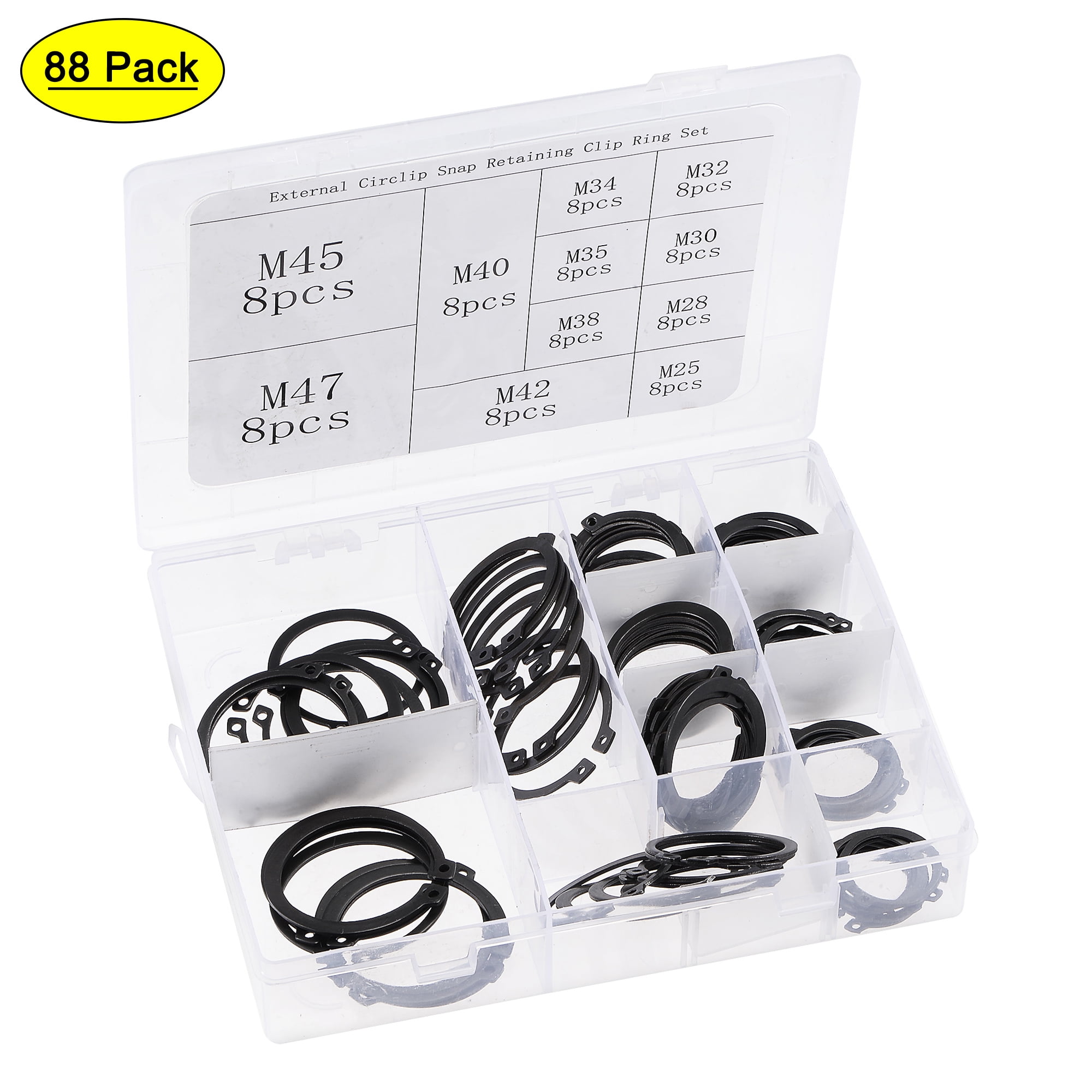 E-Clip Circlip - 88Pcs 11-Size External Retaining Shaft Snap Ring ...