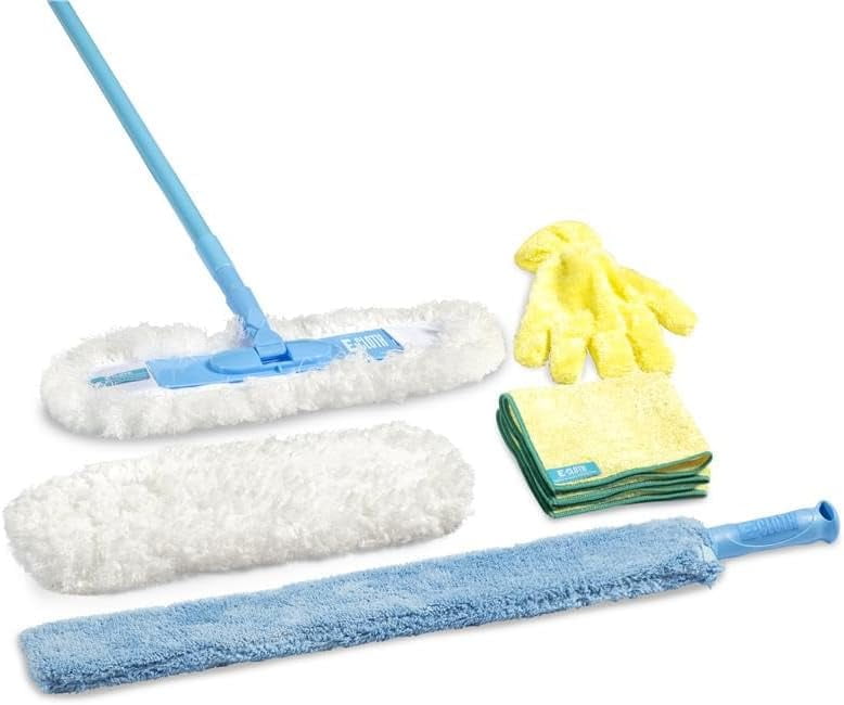 E-Cloth Duster & Cleaning Bundle - Microfiber Cloth Set - Includes Flexi-Edge Floor Dusting Mop ...