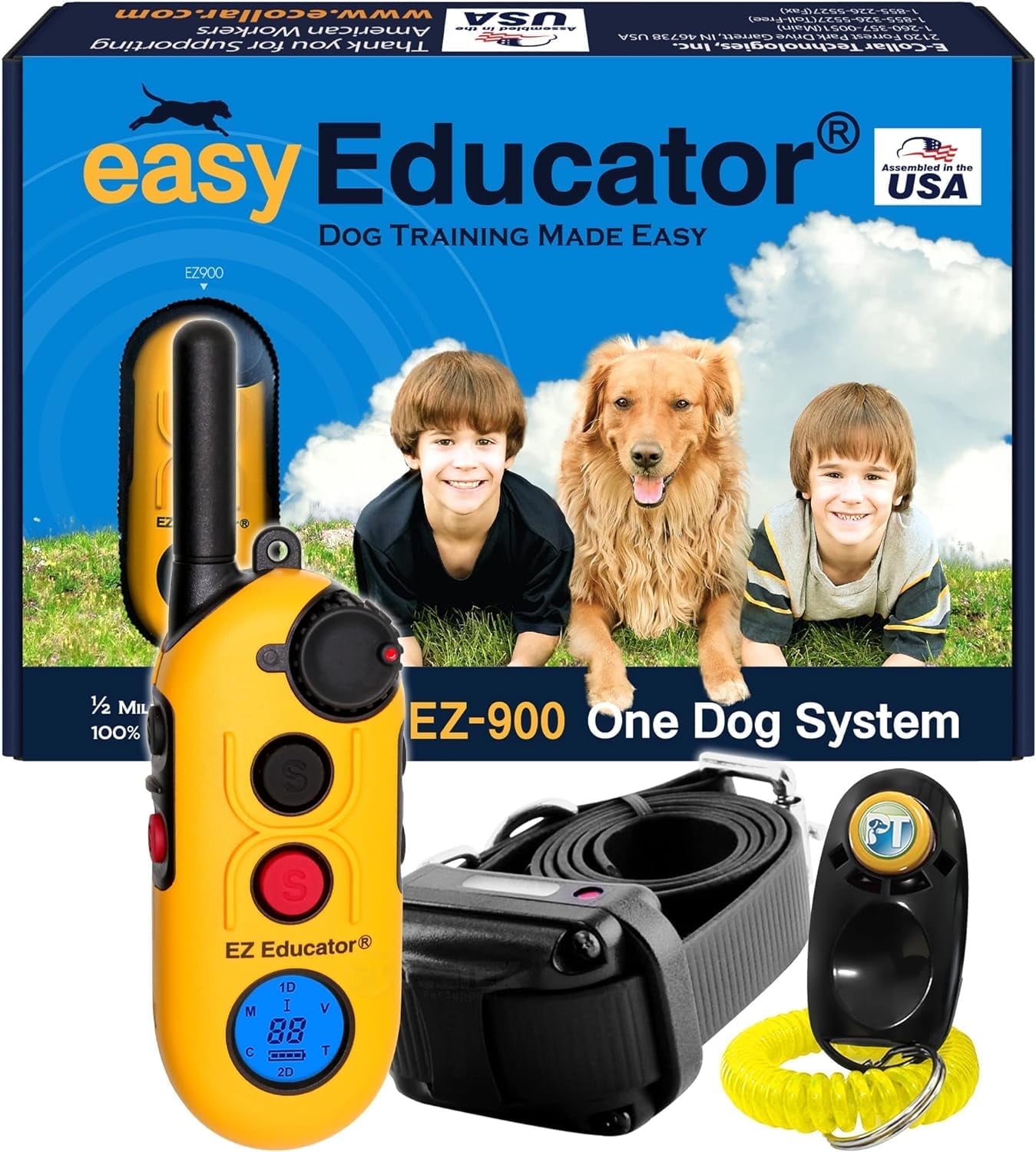 E-Collar EZ‑900 Easy Educator ½‑Mile Waterproof Remote Humane Dog ...