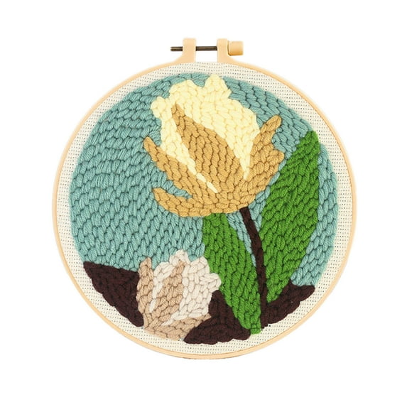 E Complete Animal Punch Needle Embroidery Diy Kit With Hoop Yarn And ...